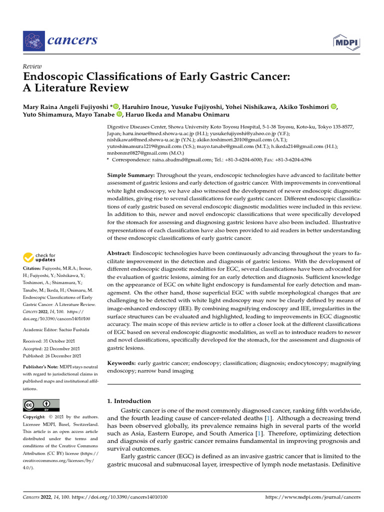 Endoscopic Classifications of Early Gastric Cancer | PDF | Clinical ...
