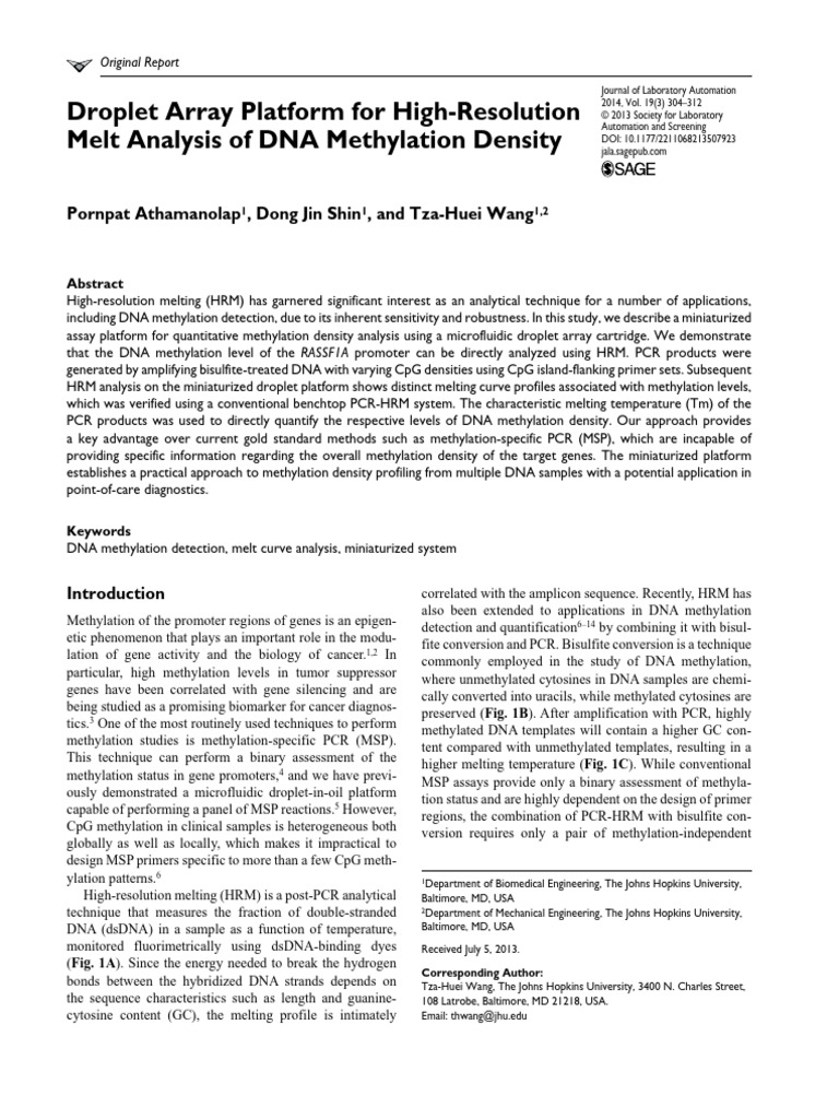 Miniaturized HRM for DNA Methylation Analysis | PDF | Dna Methylation ...