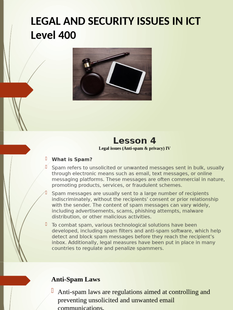 Lesson 4-Legal Issues | PDF | Spamming | Phishing