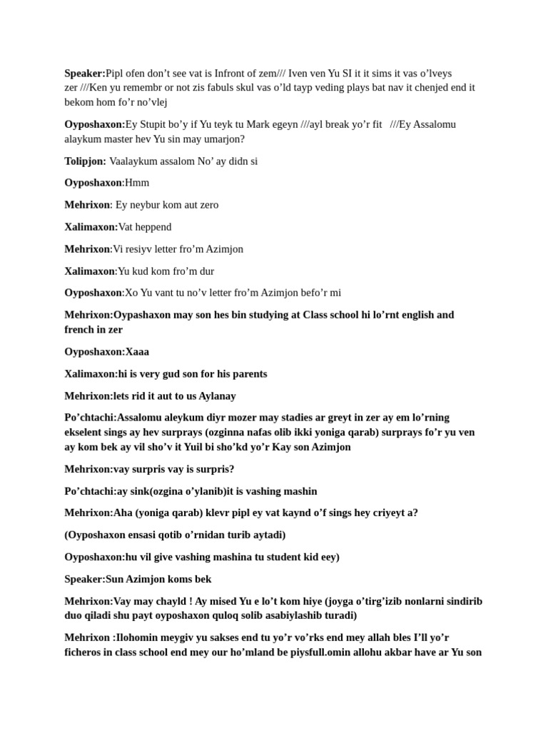 Class School: A Heartfelt Dialogue | PDF