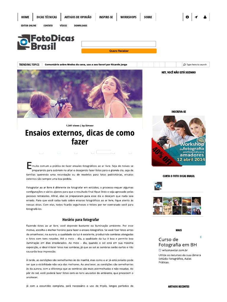 Foto Dicas Brasil Ensaios Externos, Dicas de Como Fazer Foto Dicas Brasil | PDF