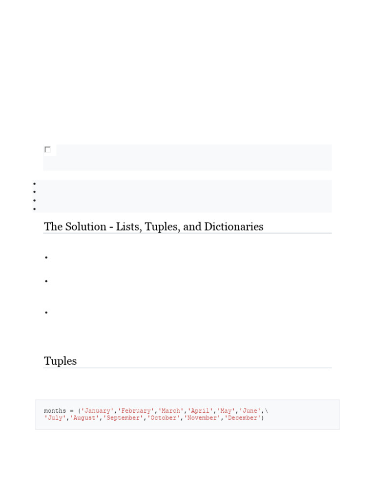 A Beginner - S Python Tutorial-Tuples, Lists, Dictionaries | PDF ...