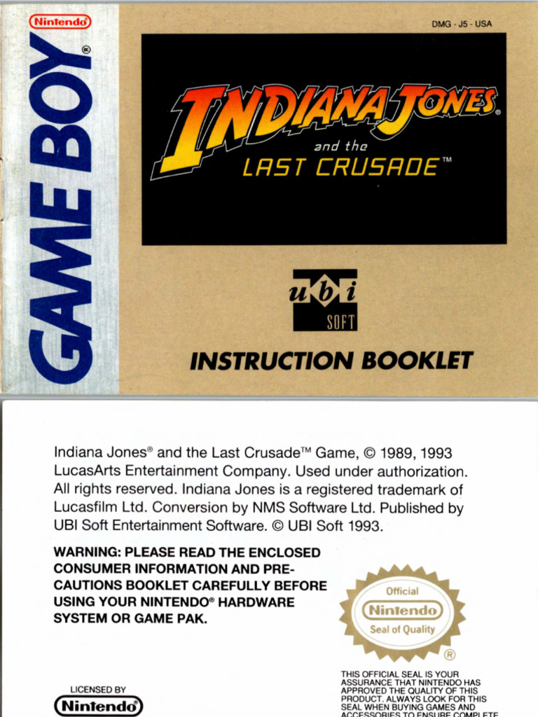 Indiana Jones and The Last Crusade - Game Boy | PDF | Nintendo ...