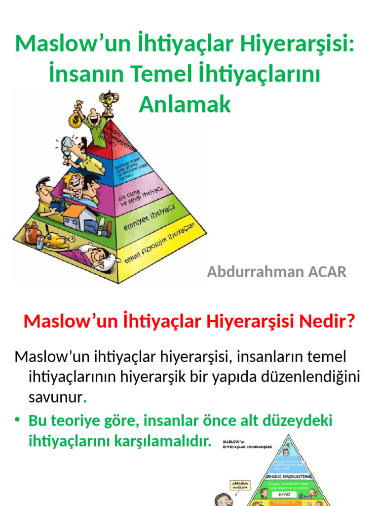 1 Maslow Ihtiyaclar Hiyerarsisi | PDF