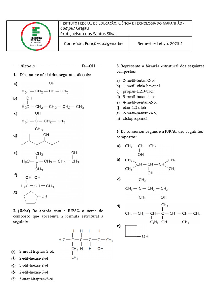 Estrutura do 1-metil-ciclo-hexanol | PDF | Éster | Aldeído