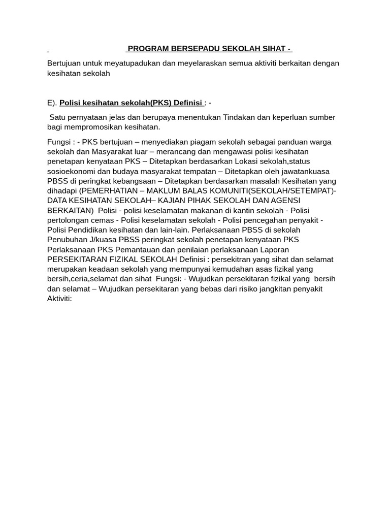 3K at Polisi Kesihatan Sekolah | PDF
