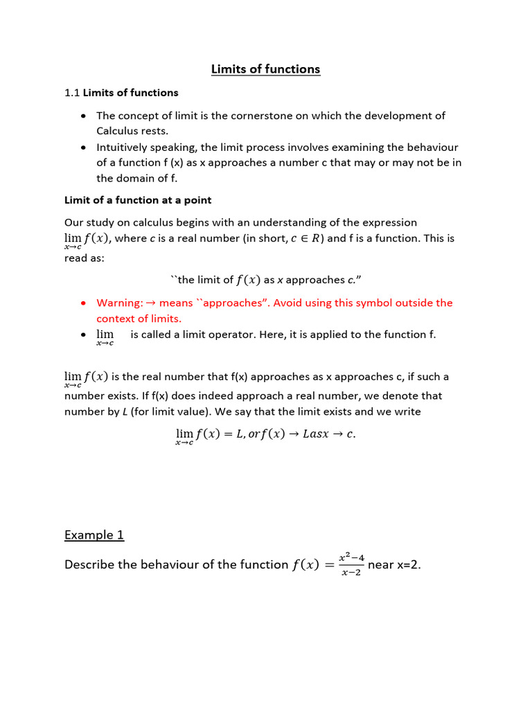 Lectures 13, 14, 15 and 16 - Limits | PDF | Function (Mathematics) | Limit (Mathematics)