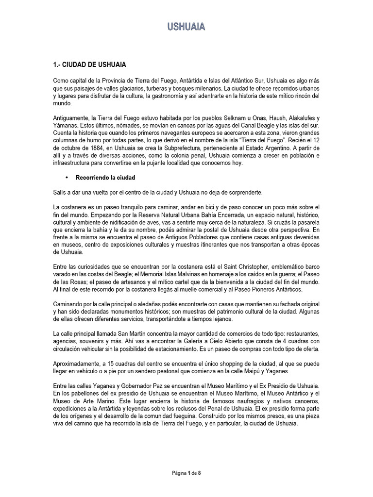 Ushuaia - Tierra Del Fuego - Argentina | PDF