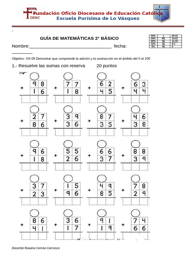 Guía Sumas Con Reserva | PDF