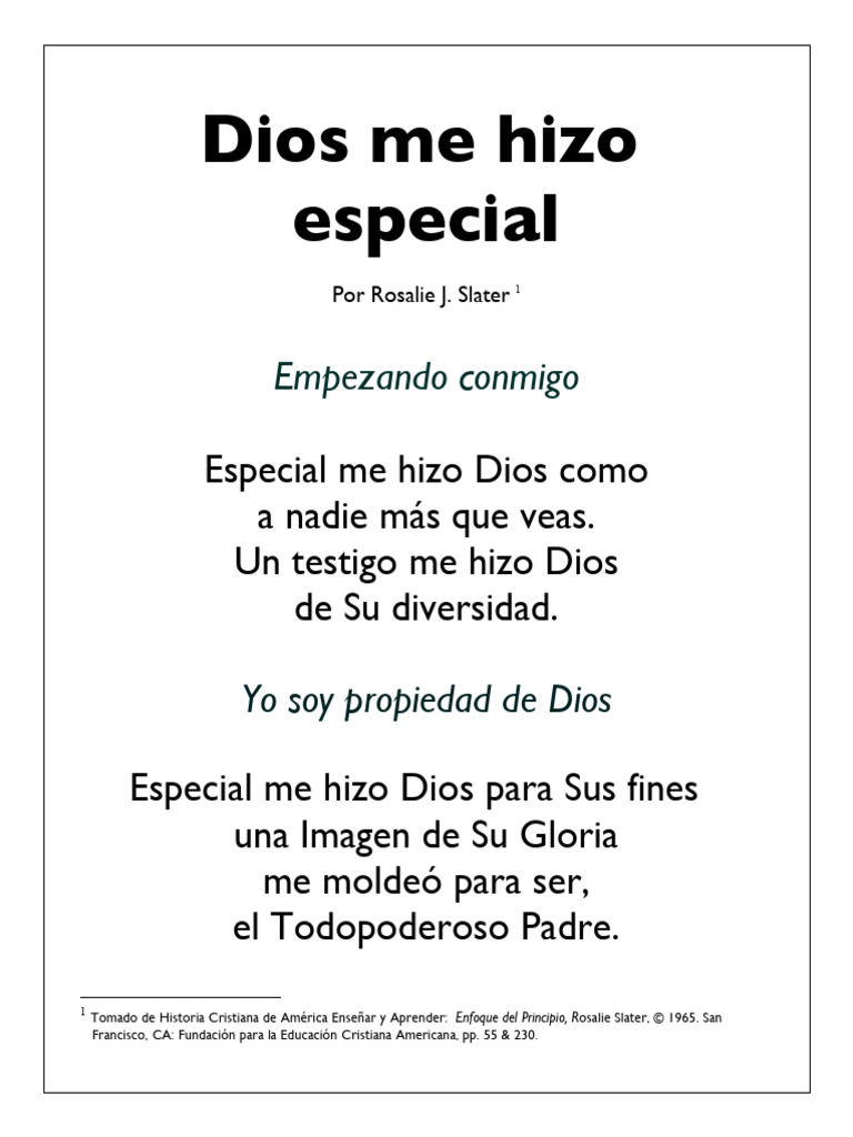 Dios me hizo especial: Reflexiones cristianas | PDF