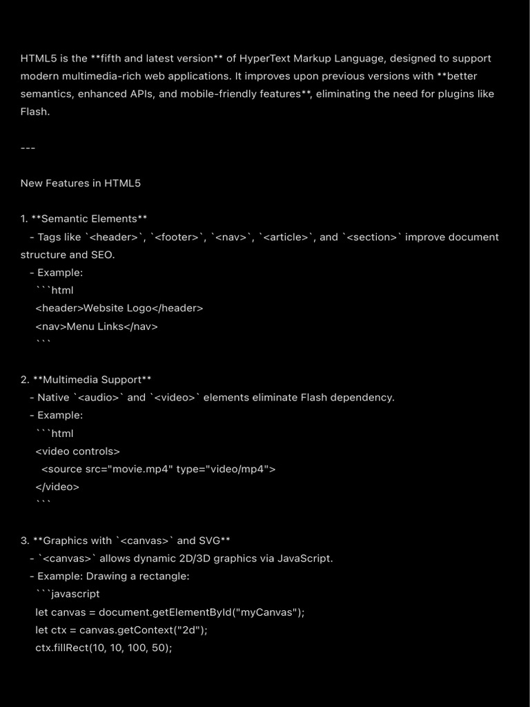 HTML5 Is The Fifth and Latest Version of HyperText Markup Language | PDF