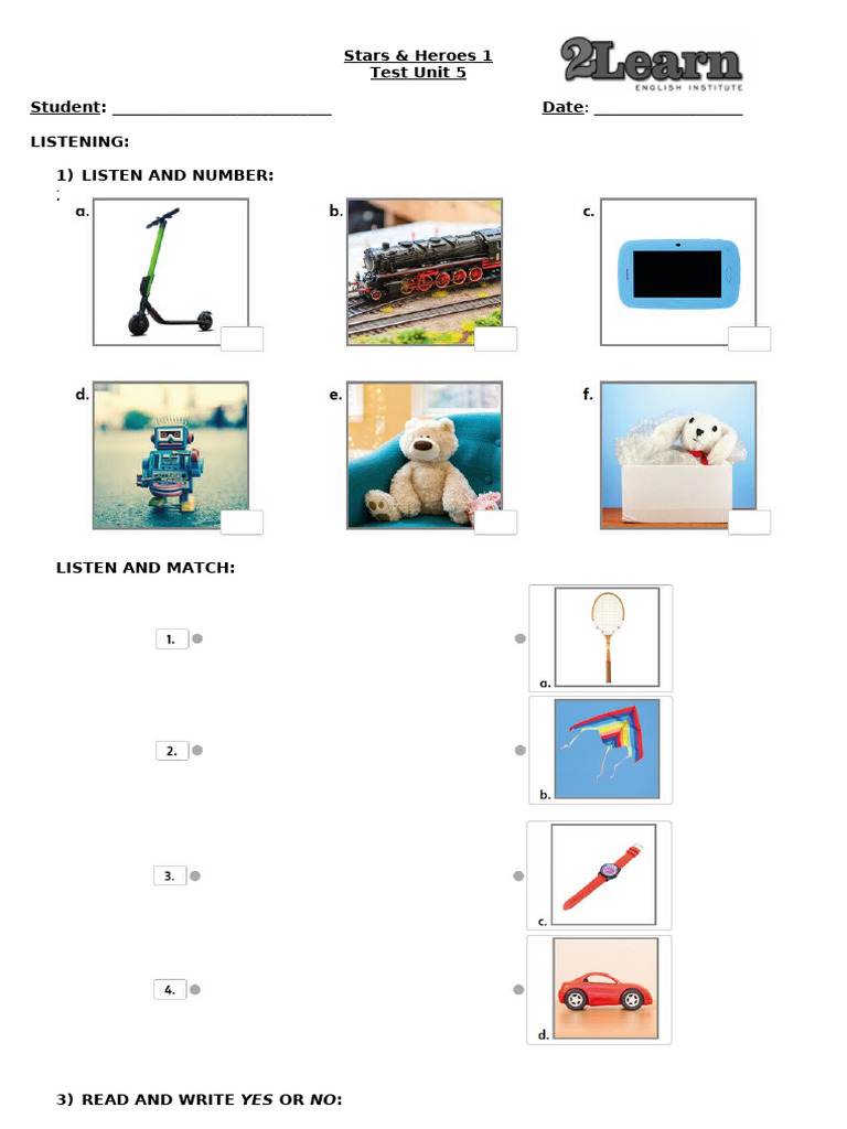 Unit 5 Test: Stars & Heroes 1 | PDF