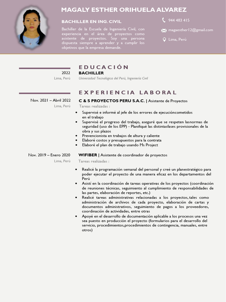 Cv-Magaly Orihuela Alvarez | PDF | Autodesk Revit