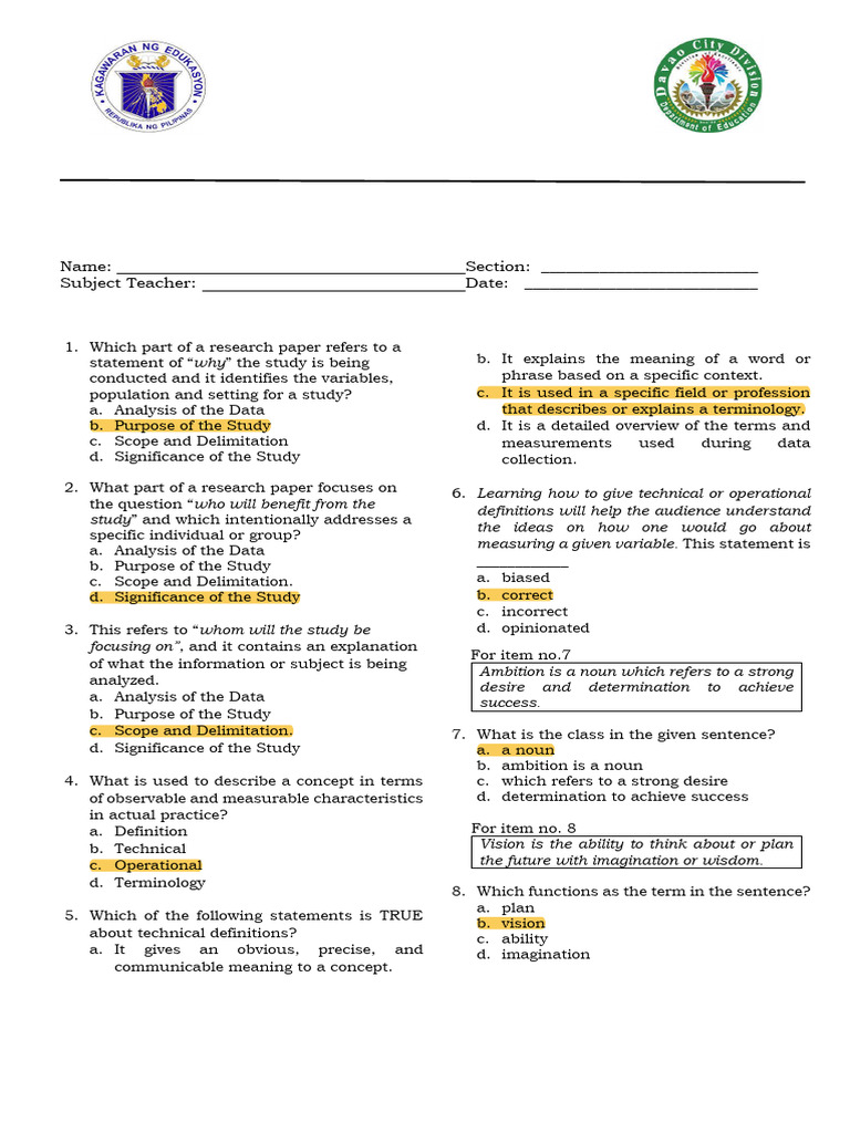 Quarterly Test - Q4 English 10 | PDF | Hypothesis | Carbohydrates