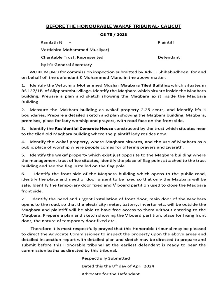 Advocate Commissioner Inspection Memo | PDF
