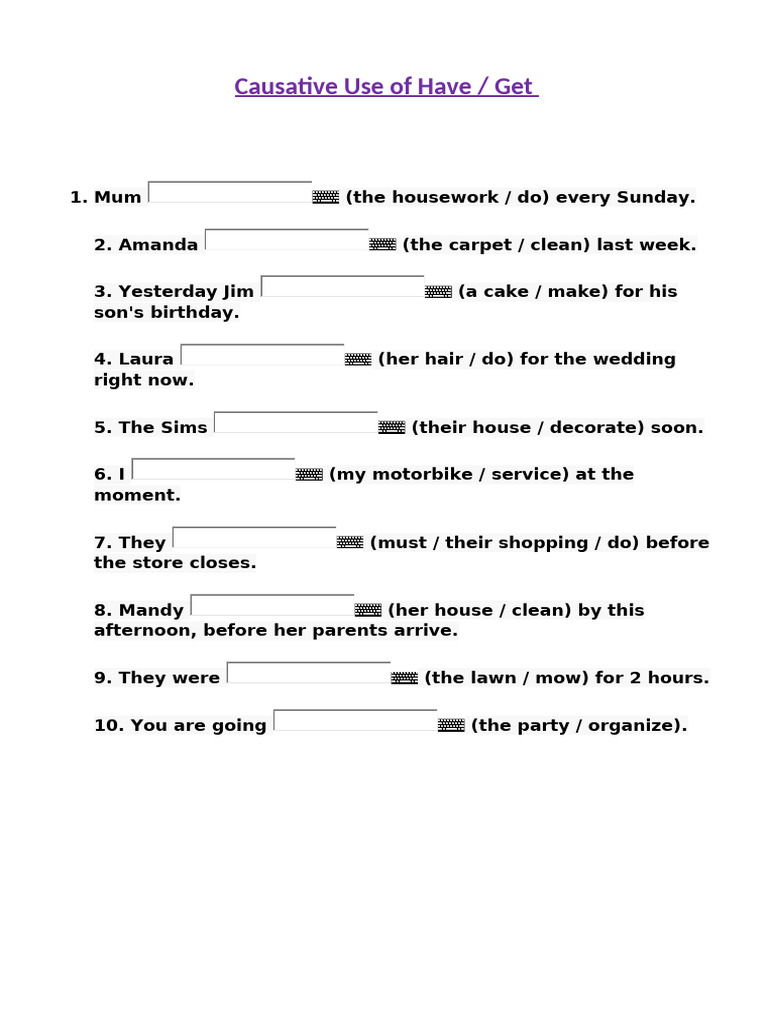 Causative Form: Have/Get Usage Guide | PDF
