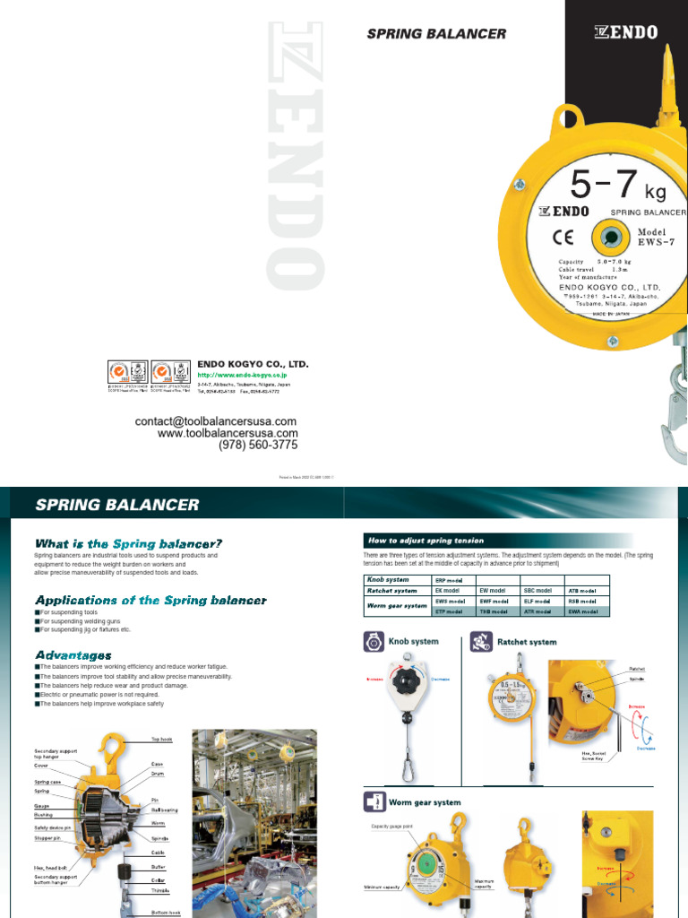Endo Spring Tool Balancers Catalog | PDF | Rope | Manufactured Goods