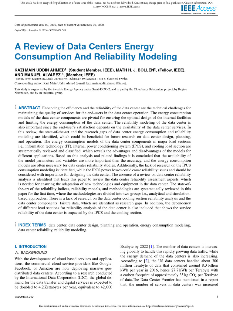 A_Review_of_Data_Centers_Energy_Consumption_And_Re | PDF | Data Center | Reliability Engineering