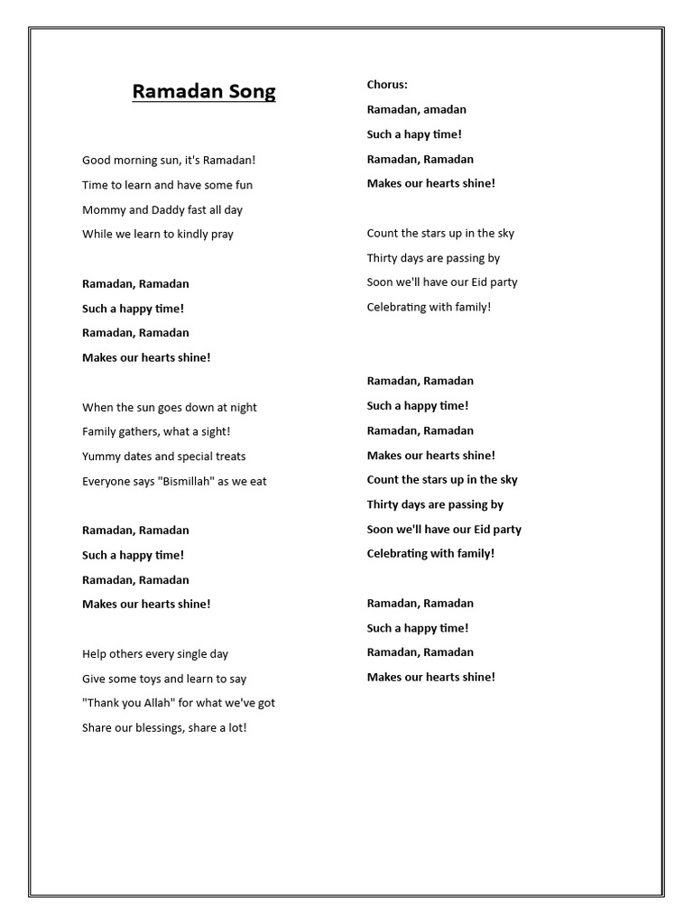 Ramadan Song Lyrics Pdf
