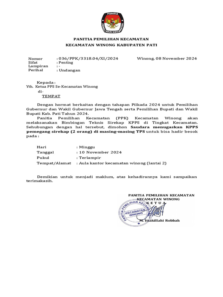 Undangan Bimtek Kpps | PDF