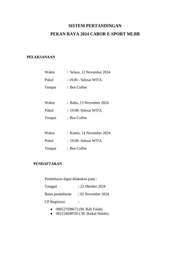 Juknis Esport Pekanraya Ab (MLBB) | PDF