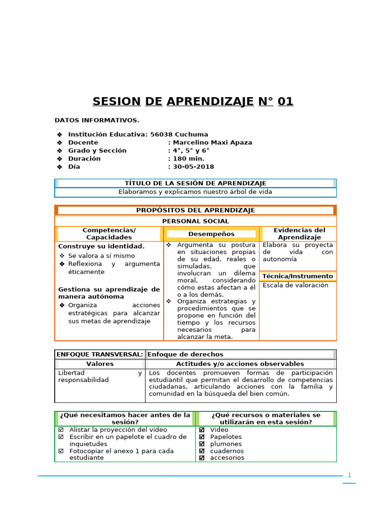 Sesiones de Aprendizaje - Unidad Didáctiva #03 - Quipus Perú | PDF | Aprendizaje | María, madre ...