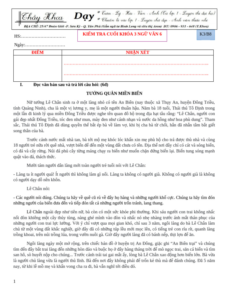 V6.KTCK3.B8 TuongQuanMienBien | PDF