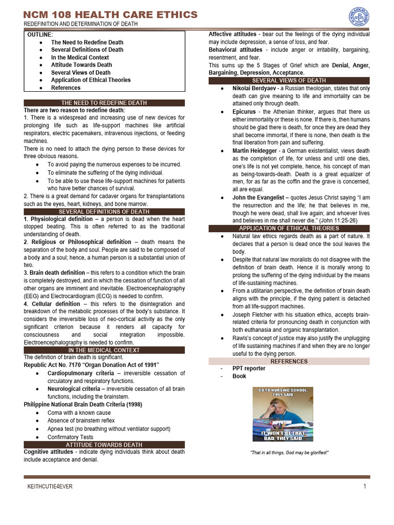 Redefinition and Determination of Death | PDF | Death