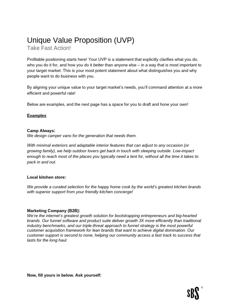 Crafting Your Unique Value Proposition | PDF