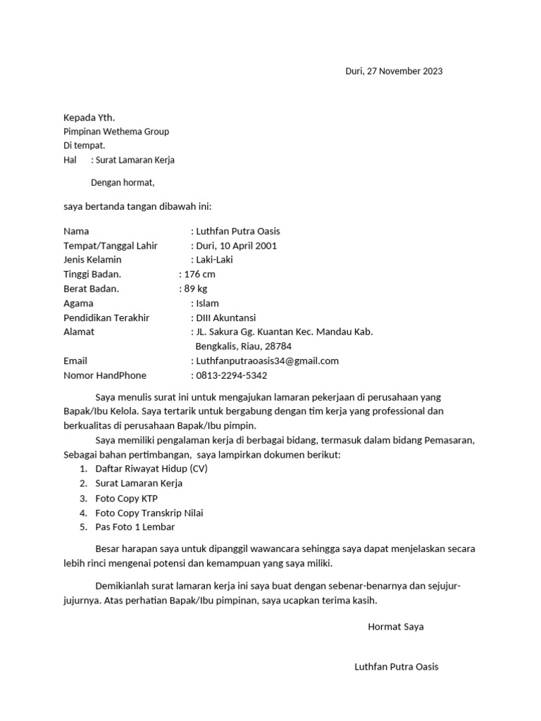 Lamaran Pekerjaan 1 | PDF