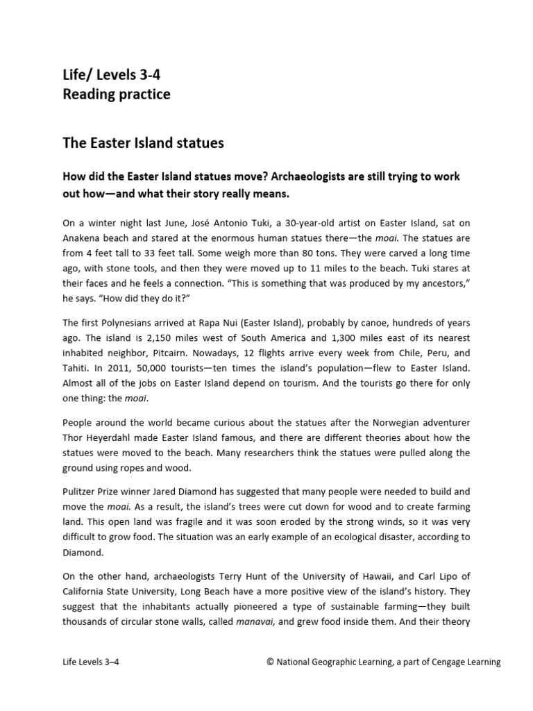 Levels3-4 EasterIsland Reading | PDF