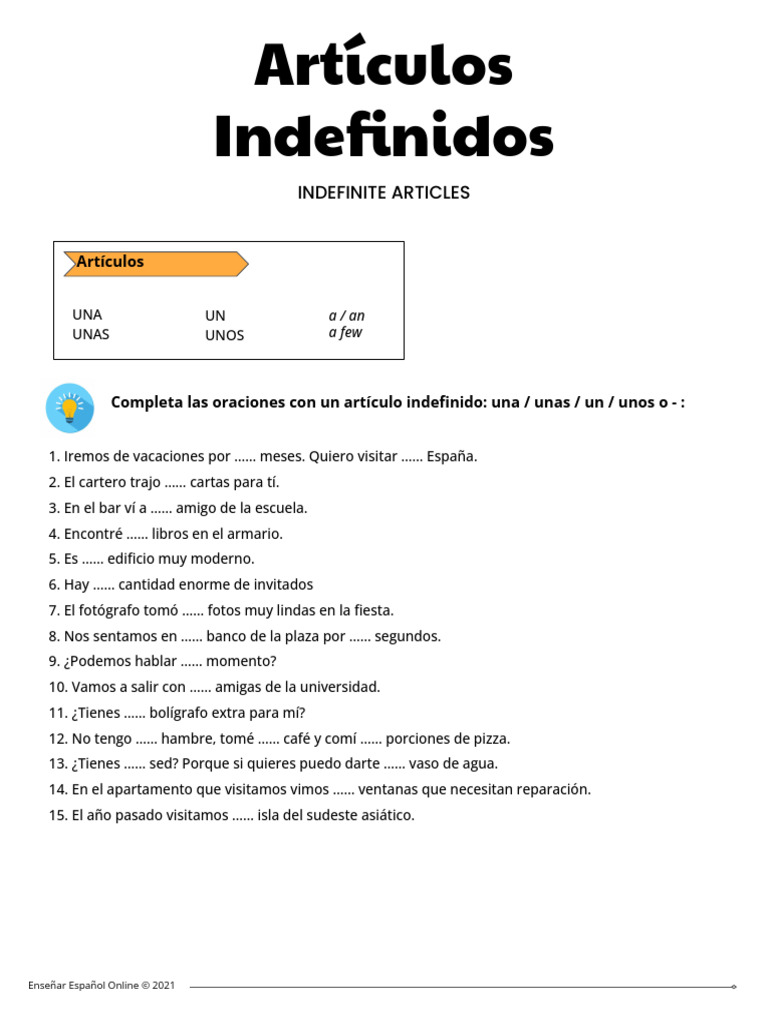 Artículos Indefinidos | PDF