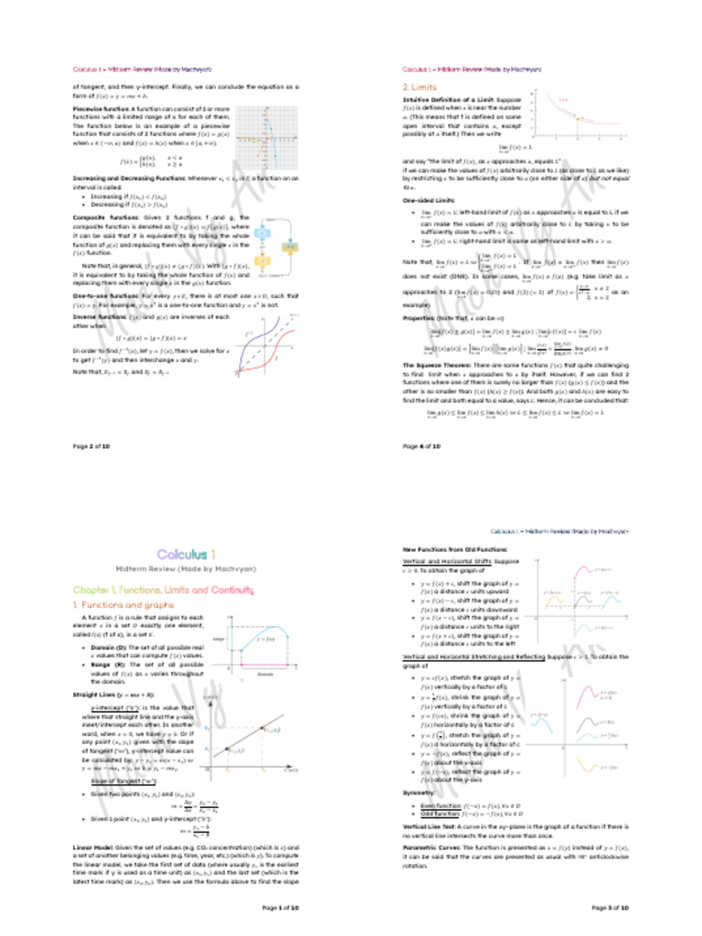 (Watermarked) Cal 1 Midterm Review | PDF | Trigonometric Functions | Derivative