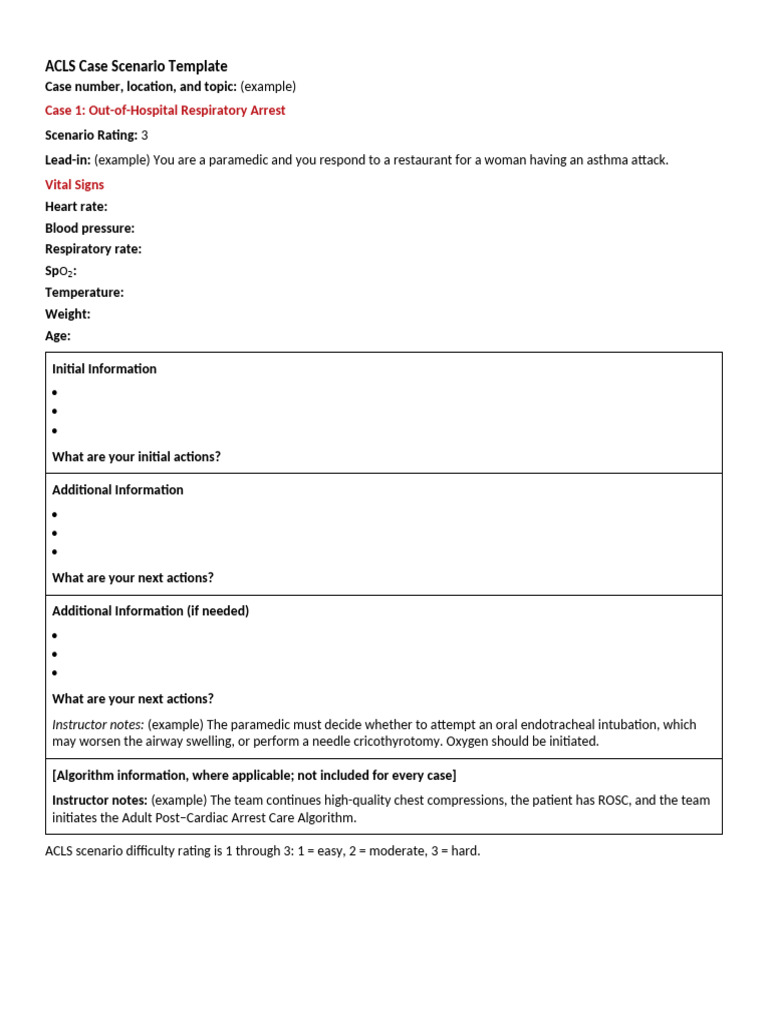 ACLS Case Scenario Template_ucm_506691 | PDF