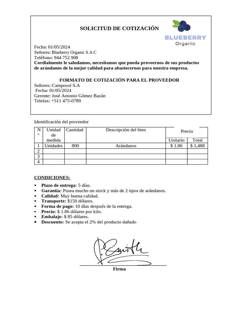 Ejemplo de Cotización | PDF