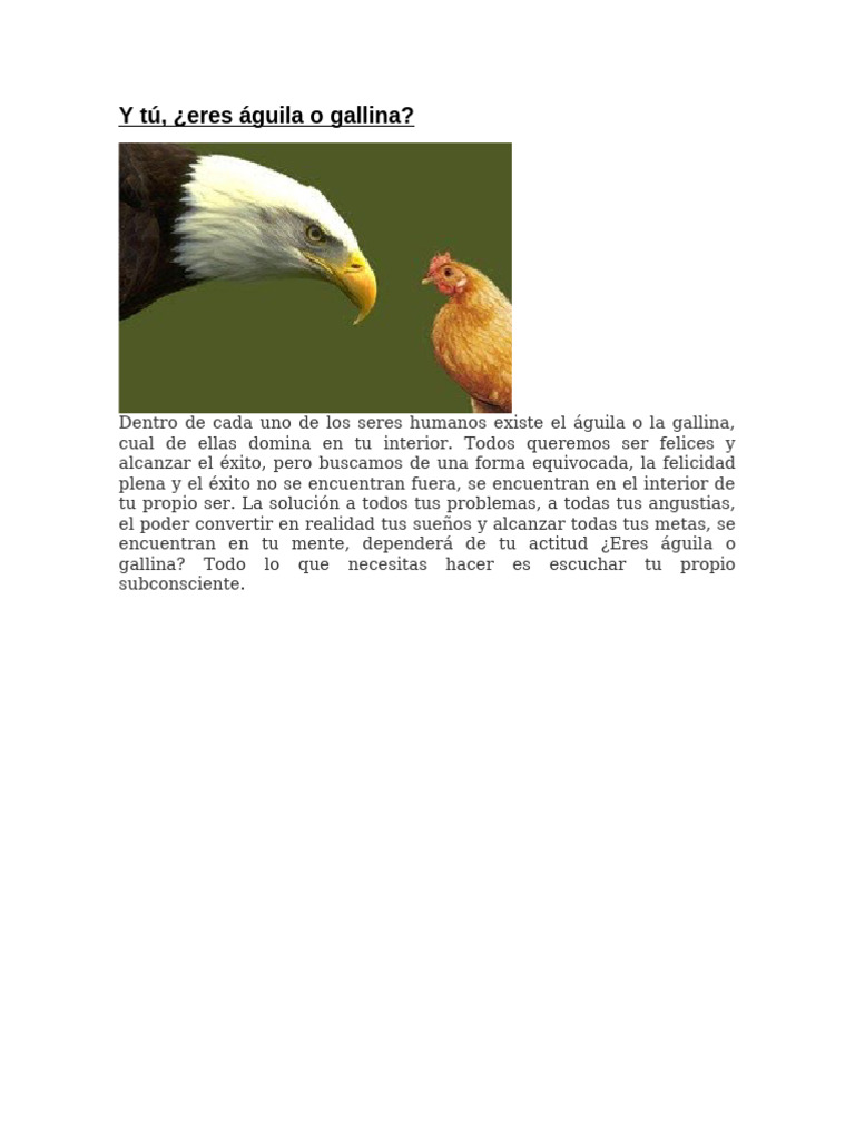 aguila | PDF | Pollo | Aves