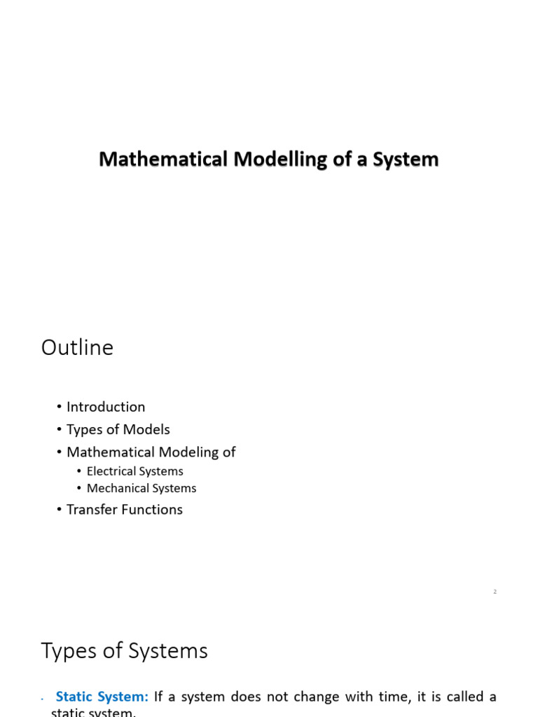 Lecture 02 - Mathematical Modeling of A System | PDF | System ...