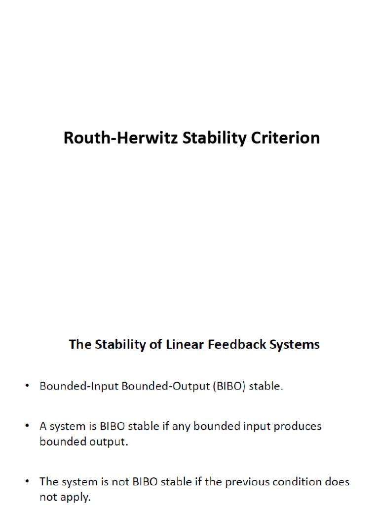 Lecture 05 - Routh-Herwitz Stability Criterion | PDF | Stability Theory | Abstract Algebra
