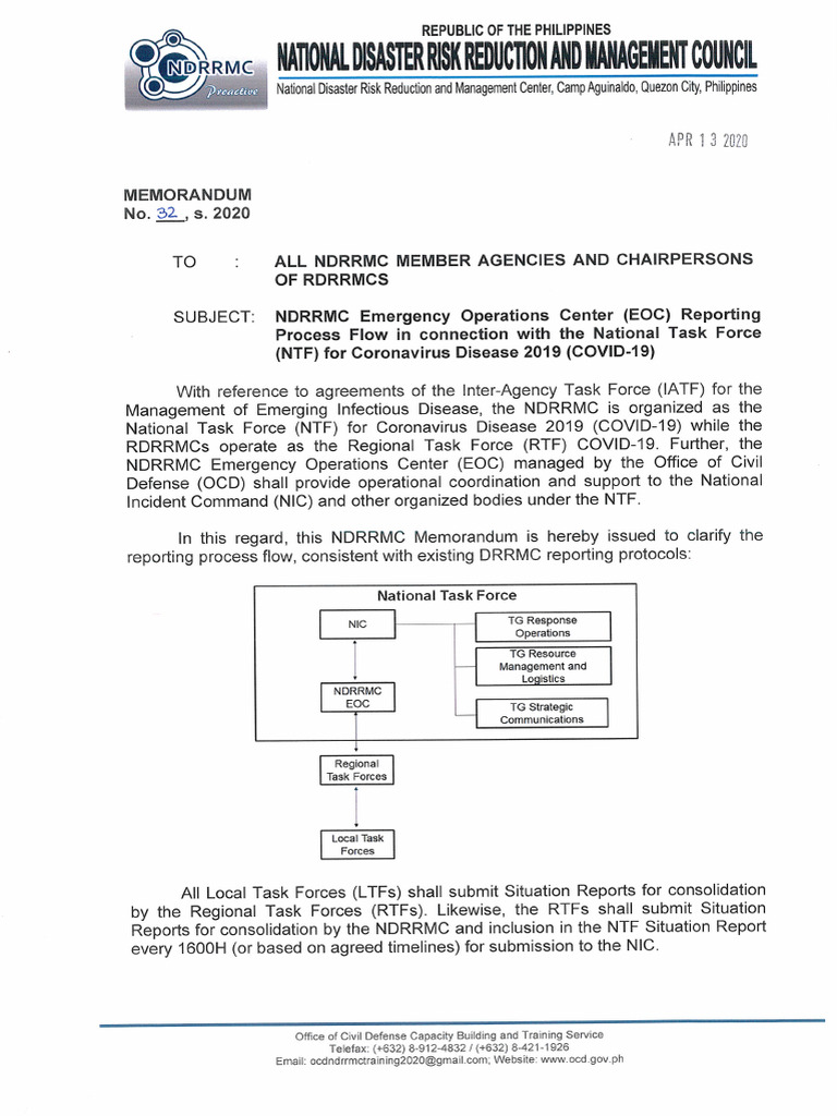 NDRRMC_Memo_No_32_s_2020 | PDF