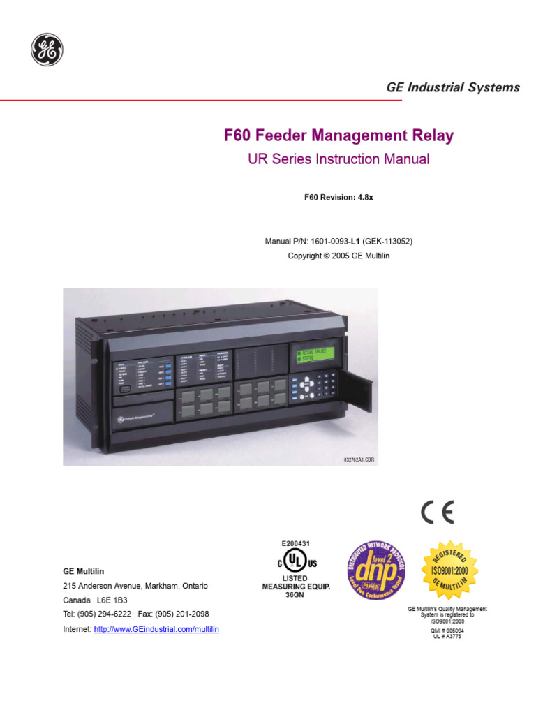 F60 Feeder Management Relay: UR Series Instruction Manual | PDF ...