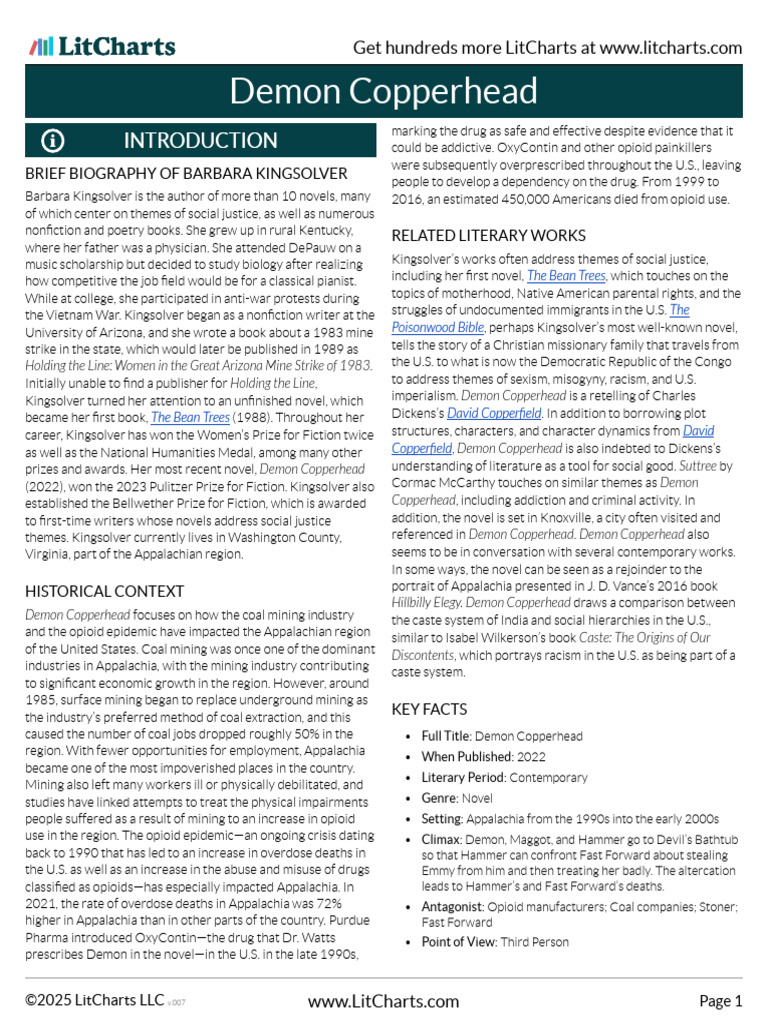 Demon Copperhead LitChart | PDF