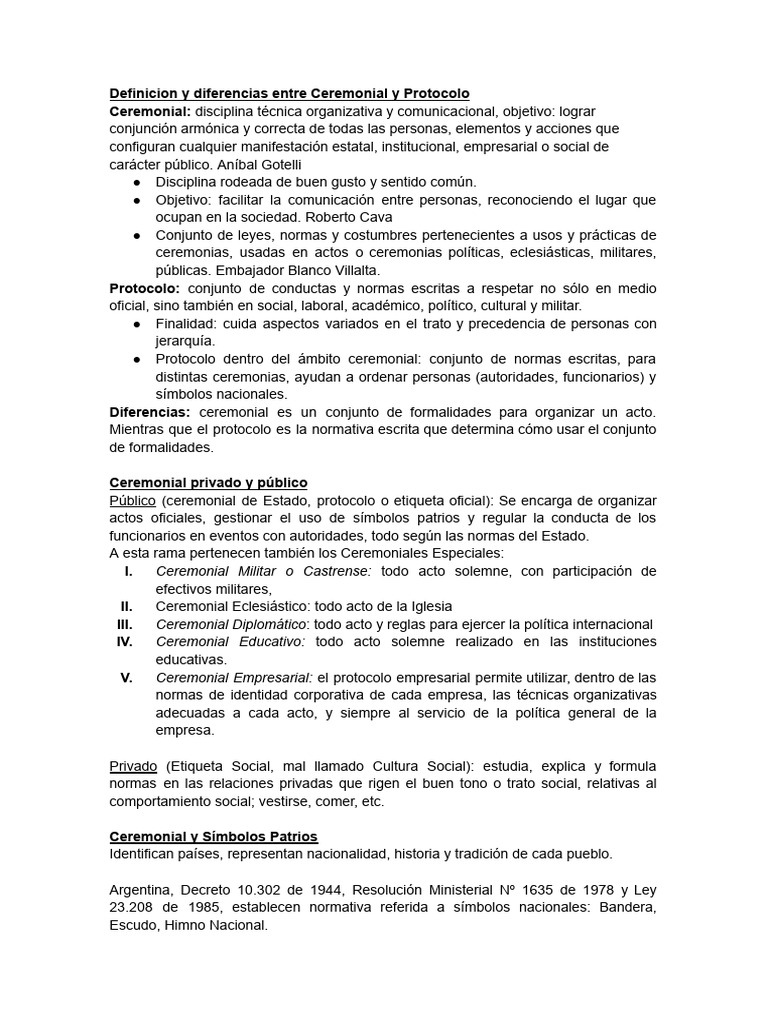 Ceremonial y Protocolo: Definiciones y Diferencias | PDF | Institución ...