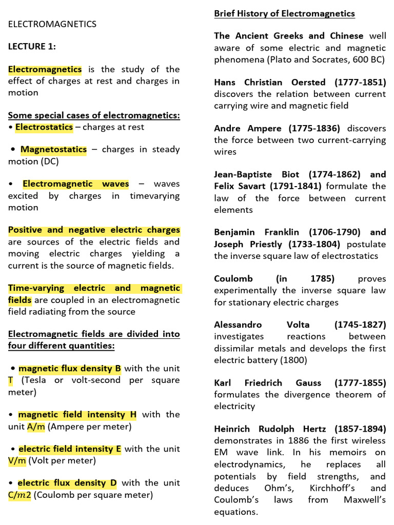 Electromagnetics Terms Reviewer | PDF | Electromagnetism | Electric Field