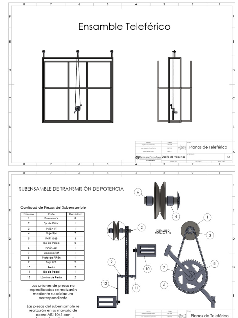 Planos de Ensamble de Teleférico | PDF