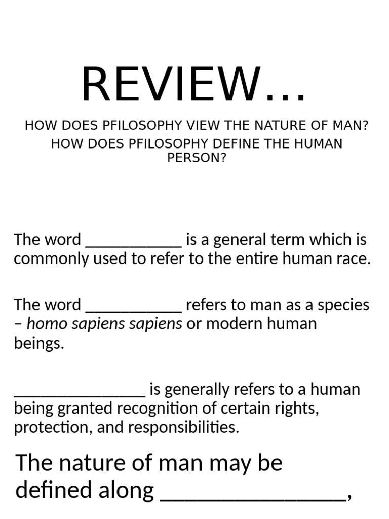 Review - Nature of Man & Human Person | PDF