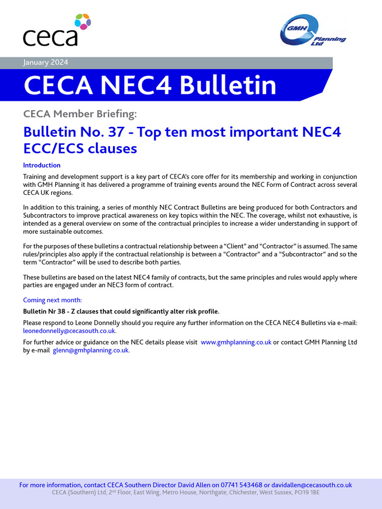 Key NEC4 Clauses for Contractors | PDF | Business