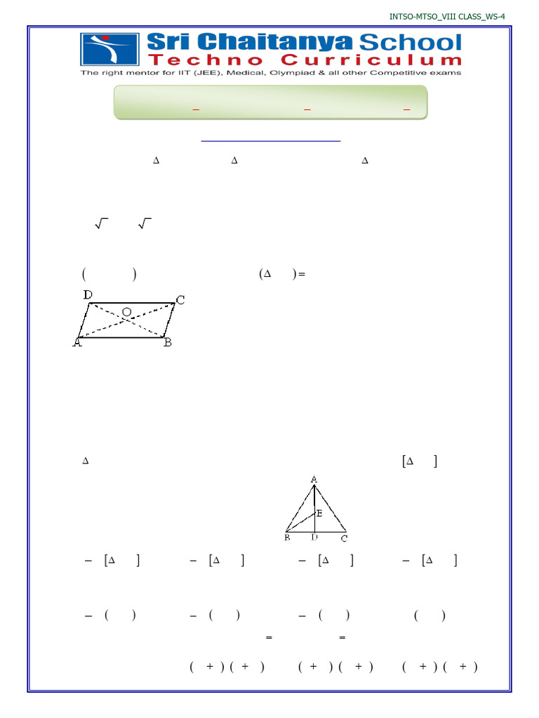 Work Sheet-4 - Area of Plane Figures | PDF | Area | Euclid