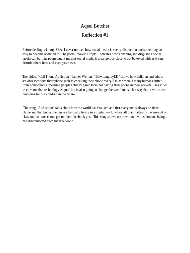 Aqeel Butcher Reflection ^N1 | PDF