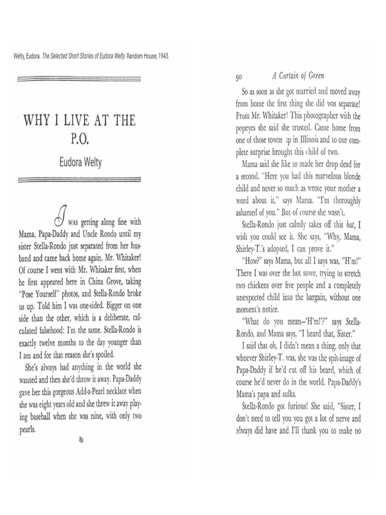 Welty, Eudora - Why I Live at The PO | PDF