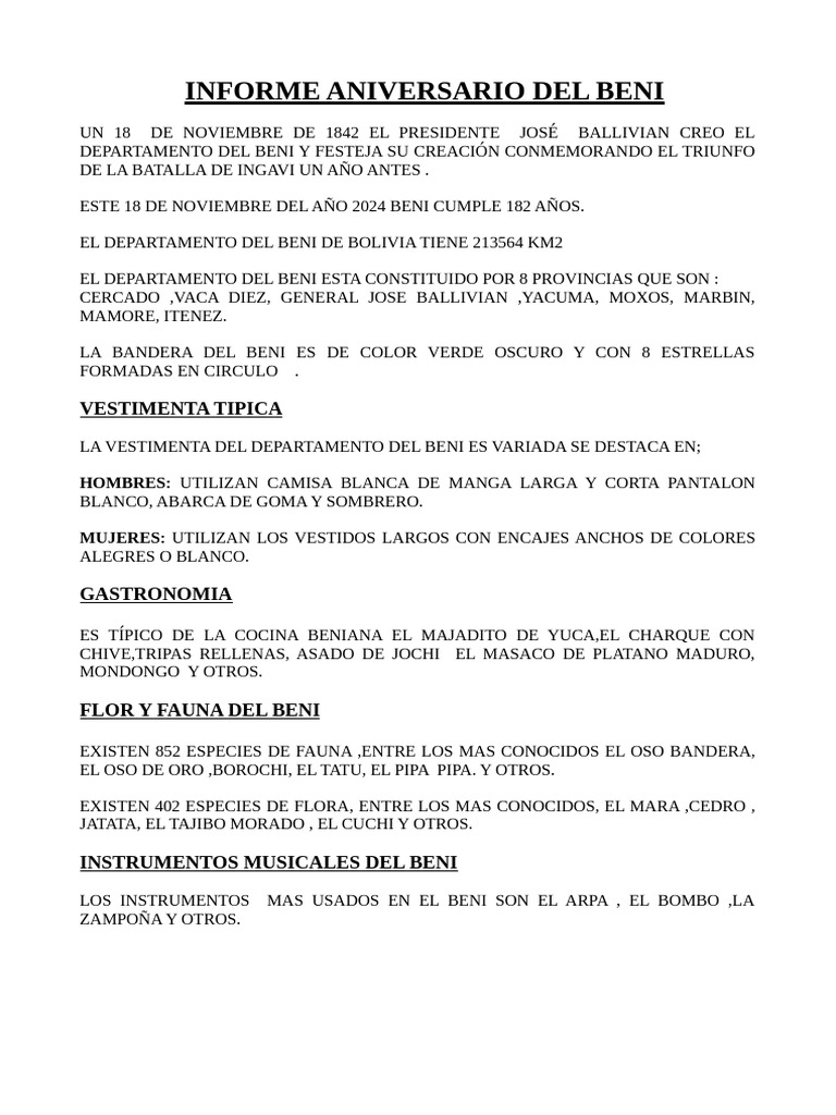 Informe Beni | PDF